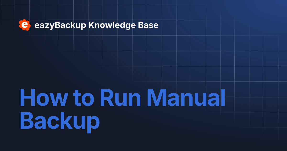 How to Run Manual Backup | eazyBackup Knowledge Base